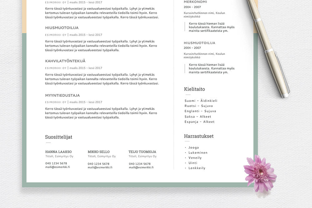 Valmis visuaalinen ansioluettelo Saara | CVpohja.fi