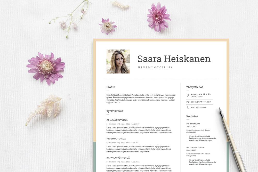 Valmis visuaalinen ansioluettelo Saara | CVpohja.fi