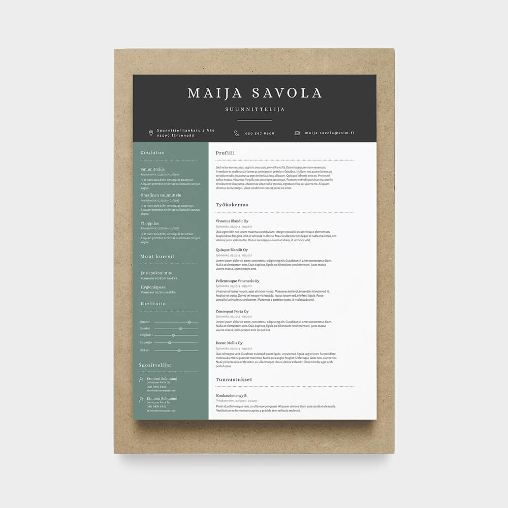 Lataa Visuaalinen CV Ja Ty hakemus Word Ohjelmalle CVpohja fi